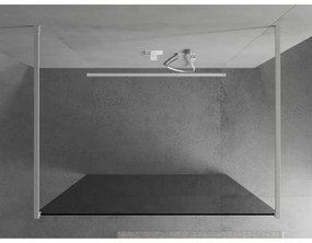 Mexen Kioto, průchozí sprchová zástěna 110 x 200 cm, grafit 8 mm, 2x bílá stabilizační rozpěra, 800-110-002-20-40