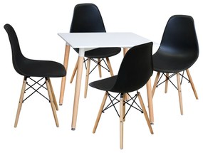 IDEA Jídelní stůl 80x80 UNO bílý + 4 židle UNO černé
