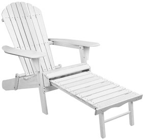 Zahradní dřevěná židle s podnožkou - bílá