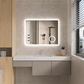 Erga Luna, LED zrcadlo 80x60cm s kosmetickým zrcadlem 3x zvětšení, 2185 lm, 6500K, přední/zadní osvětlení, ERG-V01-124-8060-00