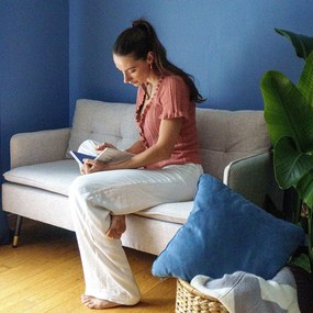 HOMCOM 2-místná pohovka s látkou v efektu lnu a opěrkami, moderní 2-místná pohovka s ocelovými nohami, pro kancelář, obývací pokoj, lounge a ložnici,…