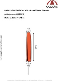 Derby Basic - ochranný obal pro středové slunečníky do 400 cm a 300 x 300 cm