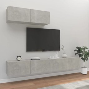 3dílný set TV skříněk betonově šedý kompozitní dřevo 3114481