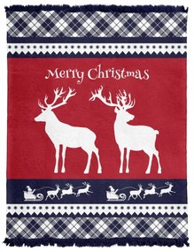 Vánoční deka se střapci a kostkovaným okrajem Šířka: 150 cm | Délka: 200 cm