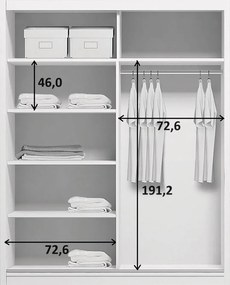 Dvoudveřová šatní skříň 150/245 ELIANA - bílá