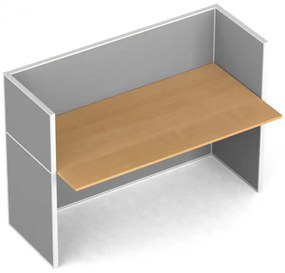 Rovný kancelářský pracovní stůl PRIMO s paravany, nástěnka, 1 místo, bříza