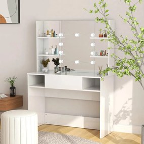 Kosmetický stolek s LED světly 100x40x135 cm MDF zářivě bílý 331539