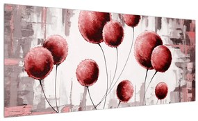 Abstraktní obraz - červené balónky (100x40 cm)