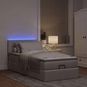 Osmanská postel s matrací &amp; LED taupe 90x200 cm látka 3312198