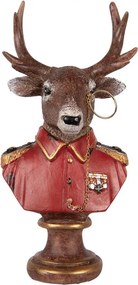 Červeno-hnědá vánoční dekorace busta jelen Deer - 10*8*19 cm