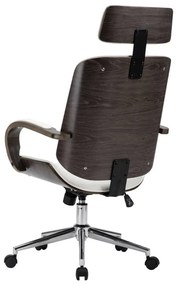 Petromila Otočná kancelářská židle s opěrkou hlavy bílá umělá kůže ohýbané dřevo