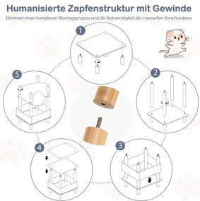 Costway Cat House 2patrový bambusový vyvýšený lůžko pro kočky s úložným