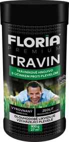 FLORIA PREMIUM Trávníkové hnojivo s účinkem proti plevelům 3v1 TRAVIN 800 g