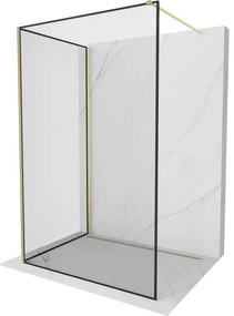 Mexen Kioto sprchová stěna Walk-in 120 x 80 cm, černý rám, zlatý kartáčovaný - 800-120-212-55-70-080
