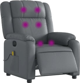 Elektrické masážní polohovací křeslo šedé umělá kůže 3205146