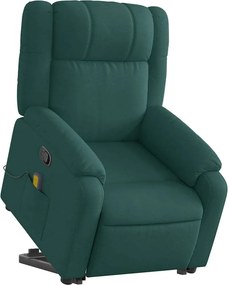 Zvedací masážní polohovací křeslo tmavě zelené textil 3205220