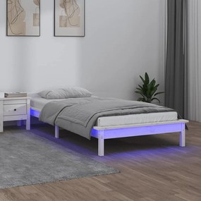 vidaXL Rám postele s LED světlem 100 x 200 cm masivní dřevo [820598] Barva: Bílá