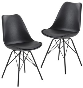 Bruxxi Jídelní židle Lina (SET 2 ks), syntetická kůže, černá
