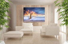 Malvis ® Obraz Surf v písku s malebnou oblohou Velikost: 90x60 cm