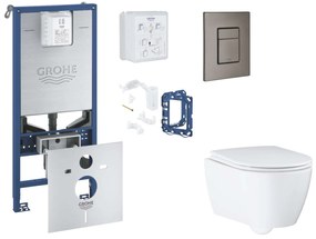 Grohe Rapid SLX - Set předstěnové instalace, klozetu, sedátka SoftClose, tlačítka Skate Cosmopolitan a sady pro vhazování tablet, kartáčovaný Hard Graphite SANI11BB5132