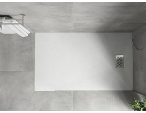 Mexen Hugo, obdélníková sprchová vanička SMC 150 x 90 cm, bílá, ocelová krytka, 42109015-X
