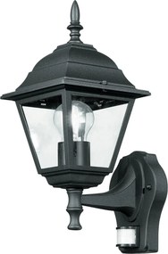 FAN LANT-ROMA/AP1A-S Venkovní nástěnné svítidlo UP ROMA černá se senzorem, 1xE27, IP44, 19,5 x 39 x 14,6 cm - FANEUROPE