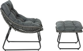 Outsunny ratanové relaxační křeslo s podnožkou zahradní křeslo venkovní ratanové křeslo s polštářem, ocel a polyester, šedé 69x76x70 cm pro zahradu a…