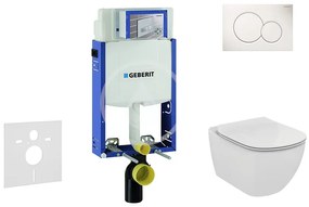 Geberit - Set předstěnové instalace, klozetu a sedátka Ideal Standard Tesi, tlačítka Sigma01, alpská bílá