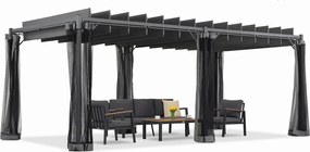 Antracitová pergola Malaga 3x6 m s moskytiérou Garden Point