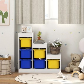 Úložný nábytek pro děti AIYAPLAY se 6 vyjímatelnými boxy, 3 patra, 96 x 38,5 x 90 cm, vícebarevný