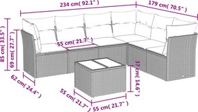 7dílná zahradní sedací souprava s poduškami černá polyratan 3249524