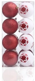 Červeno bílý set plastových vánočních koulí 16 ks