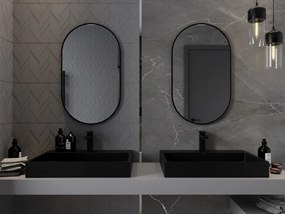 Mexen Loft, oválné koupelnové zrcadlo 85 x 50 cm, barva rámu černá matná, 9851-085-050-000-70