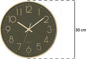 Nástěnné hodiny pro děti s tichým mechanismem, zelená, O 30 cm