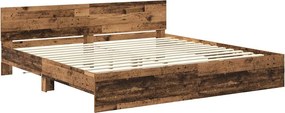 Rám postele s čelo Staré dřevo 200 x 200 cm Kompozitní dřevo 3403601
