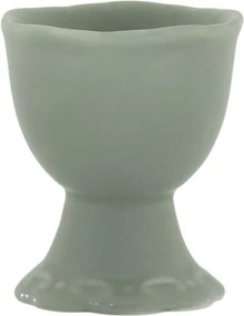 Zelený porcelánový kalíšek na vajíčko s krajkou Provence lace verte - 5*6 cm