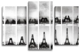 Sablio Obraz - 3-dílný Eiffelova věž stavba - 75x50 cm