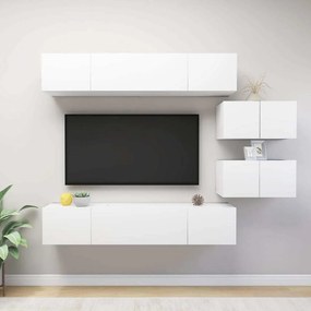 vidaXL 6dílný set TV skříněk kompozitní dřevo [3079356] Barva: bílá s vysokým leskem