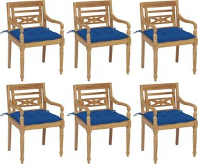 vidaXL Židle Batavia s poduškami 6 ks masivní teakové dřevo [3073337] Barva: krémová