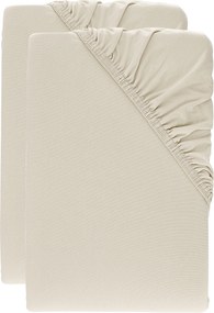 Livarno® Sada žerzejových napínacích prostěradel, 90–100 x 200 cm, 2dílná, béžová