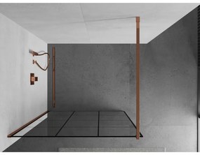 Mexen Kioto sprchová zástěna 100x200 cm 8 mm, profil růžové zlato, sklo černý vzor 1, 800-100-101-60-77