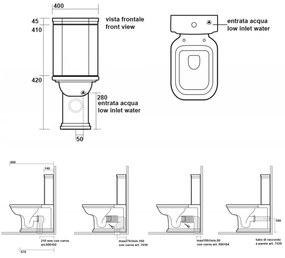 Kerasan WALDORF WC kombi, spodní/zadní odpad, černá-chrom WCSET25-WALDORF