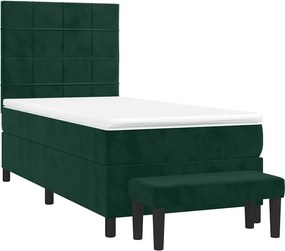 Box spring postel s matrací tmavě zelená 90x190 cm samet 3137818