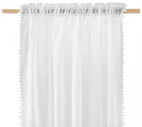 Bílá nařasená záclona s kuličkami 140 x 250 cm