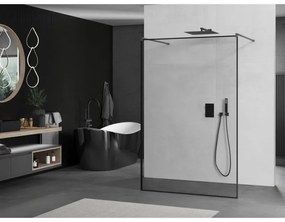 Mexen Kioto, sprchová zástěna Walk-In 140 x 200 cm, 8mm sklo černý vzor, ​​grafitový profil, 800-140-002-66-70