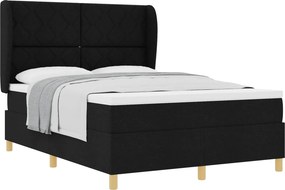 Postel s boxspringem s čelo Černý 200 x 160 cm textil 3340825