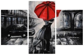 Obraz zamilovaného páru pod deštníkem (90x60 cm)