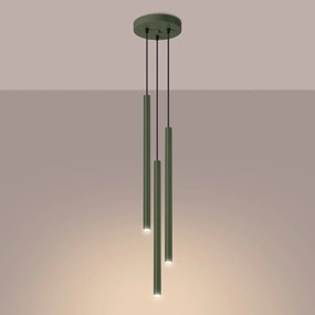Sollux Lighting Závěsné svítidlo PASTELO 3P olivově zelené
