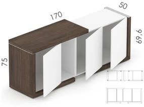 Komoda SOLID pro manažerský opěrný stůl, se třemi dveřmi, 170cm