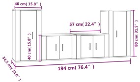 4dílný set TV skříněk šedý sonoma kompozitní dřevo